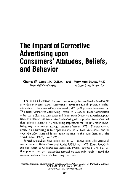 (PDF) The impact of corrective advertising upon consumers' attitudes ...