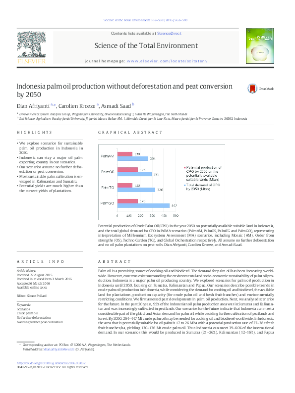 (PDF) Indonesia palm oil production without deforestation and peat ...