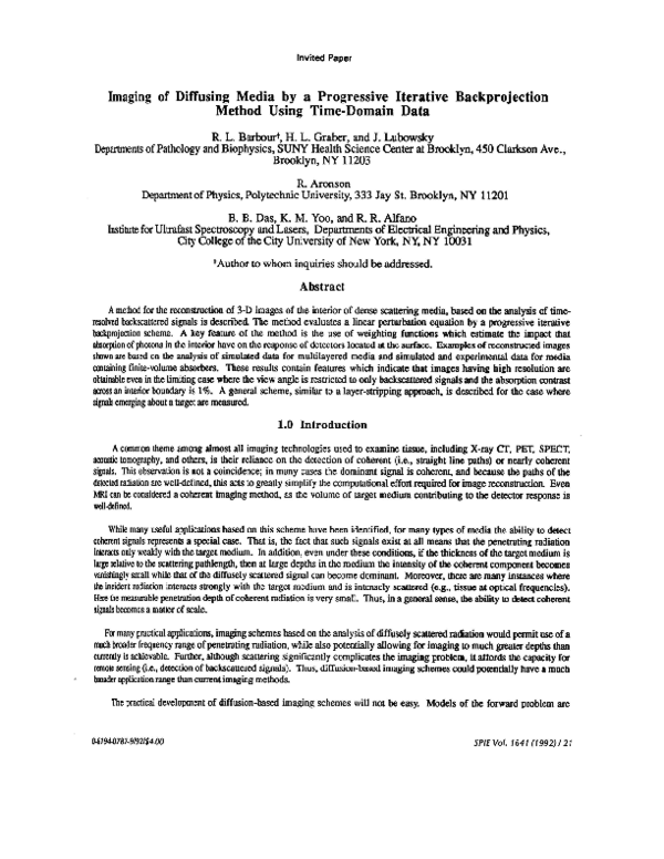 (PDF) Imaging of diffusing media by a progressive iterative ...