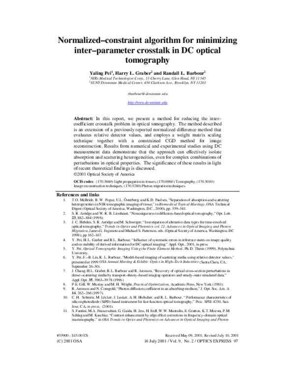 (PDF) Normalized-constraint algorithm for minimizing inter-parameter crosstalk in DC optical ...