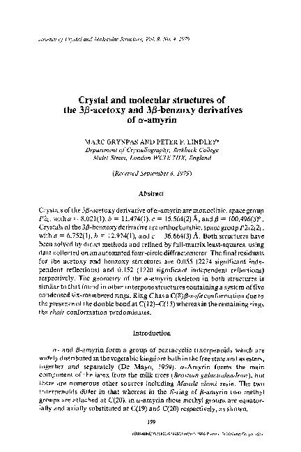 (PDF) Crystal and molecular structures of the 3?-acetoxy and 3?-benzoxy ...