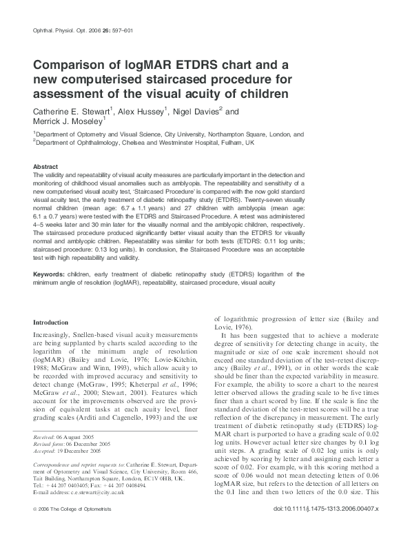 (PDF) Comparison of logMAR ETDRS chart and a new computerised ...