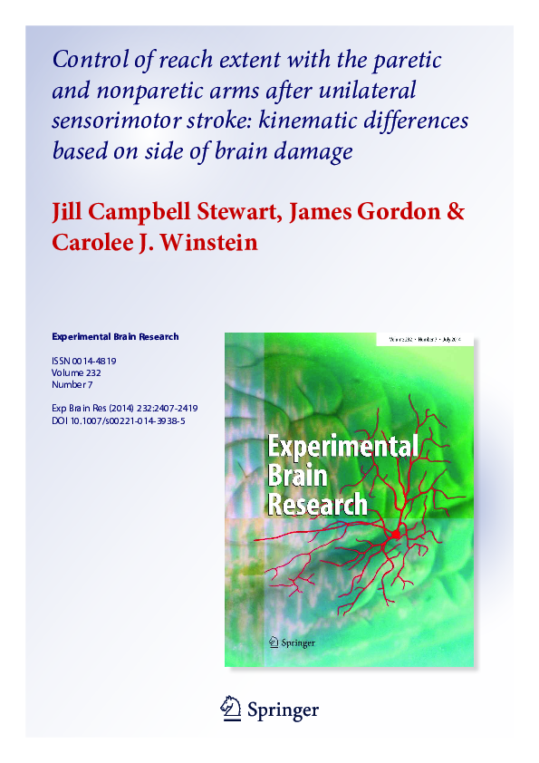 (PDF) Control of reach extent with the paretic and nonparetic arms after unilateral sensorimotor ...