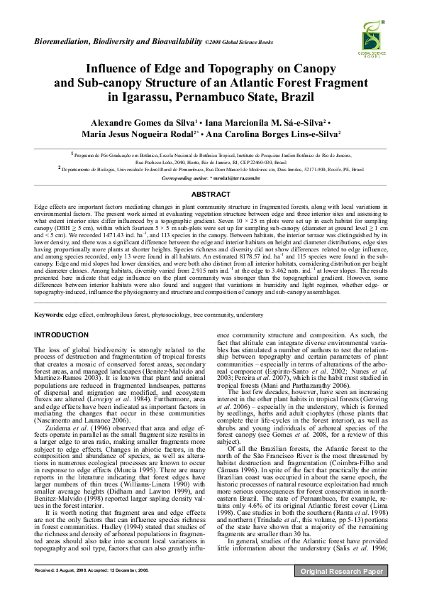 Influence of Edge and Topography on Canopy and Sub-canopy Structure of ...