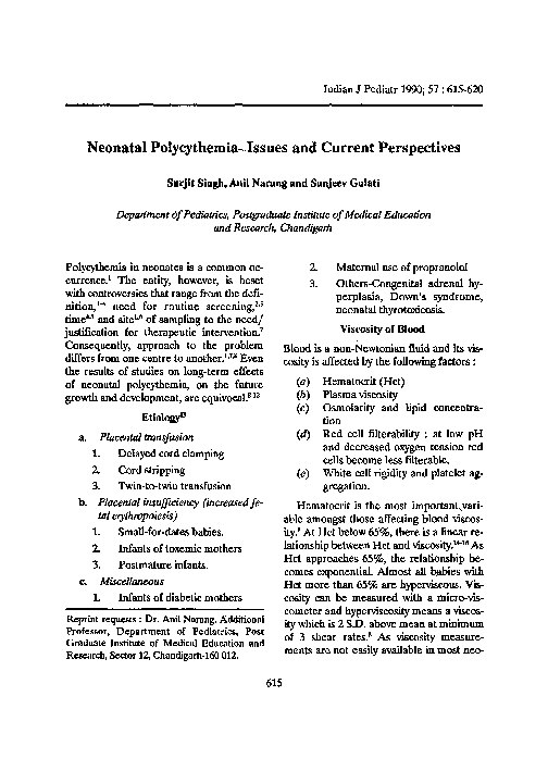 (PDF) Neonatal polycythemia-issues and current perspectives