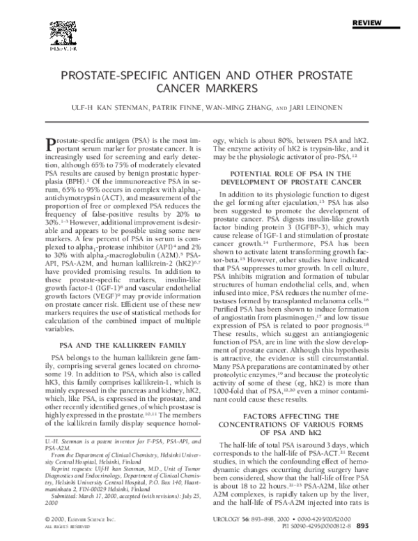 (PDF) Prostate-specific antigen and other prostate cancer markers