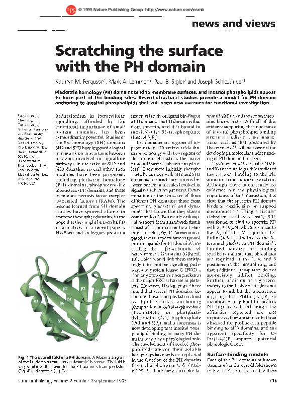 (PDF) Scratching the surface with the PH domain