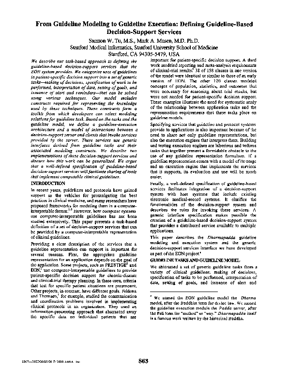 Pdf From Guideline Modeling To Guideline Execution Defining Guideline Based Decision Support