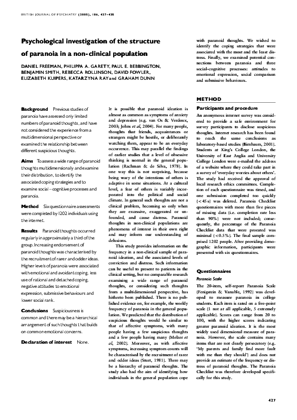 (PDF) Psychological investigation of the structure Psychological ...