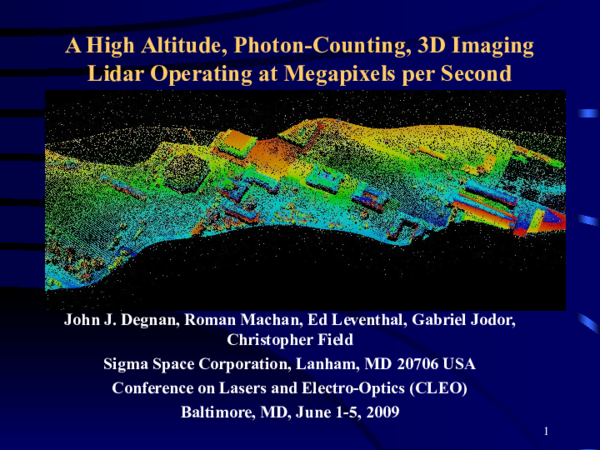 (PPT) Photon-Counting, 3-D Imaging Lidars Operating at Megapixels per ...