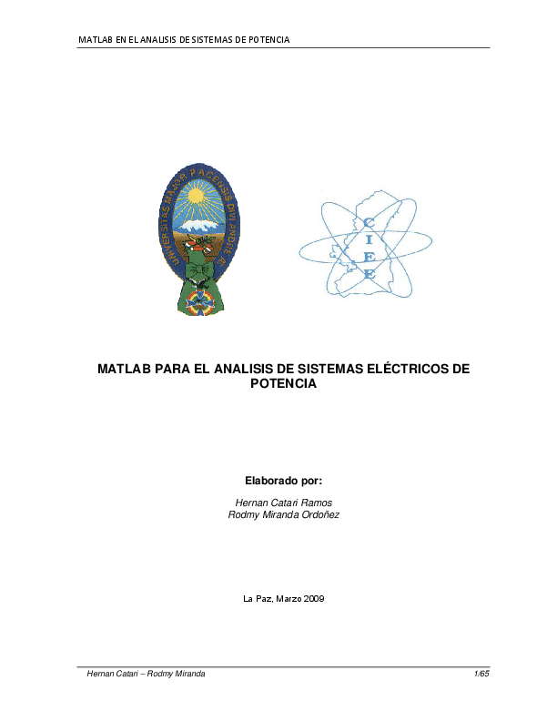(PDF) MATLAB EN EL ANALISIS DE SISTEMAS DE POTENCIA MATLAB PARA EL ANALISIS DE SISTEMAS ...