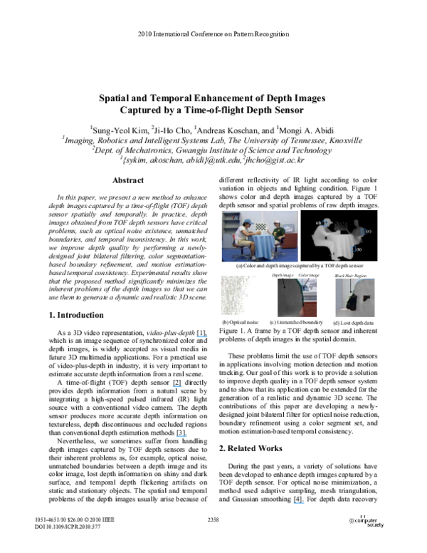 Pdf Spatial And Temporal Enhancement Of Depth Images Captured By A Time Of Flight Depth Sensor