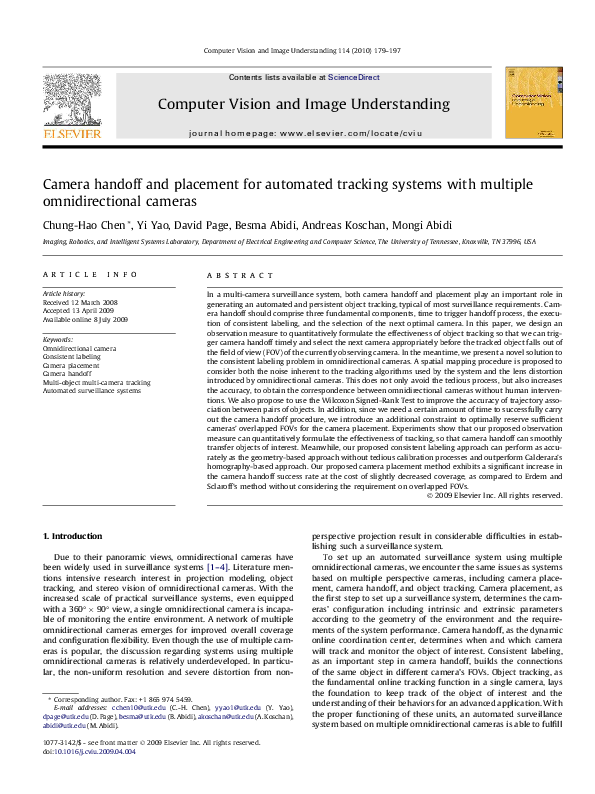 Pdf Camera Handoff And Placement For Automated Tracking Systems With Multiple Omnidirectional