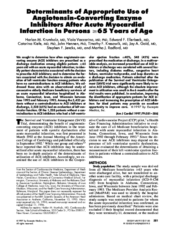 Pdf Age And Sex Do Not Bias The Use Of Angiotensin Converting Enzyme Inhibitors In Acute
