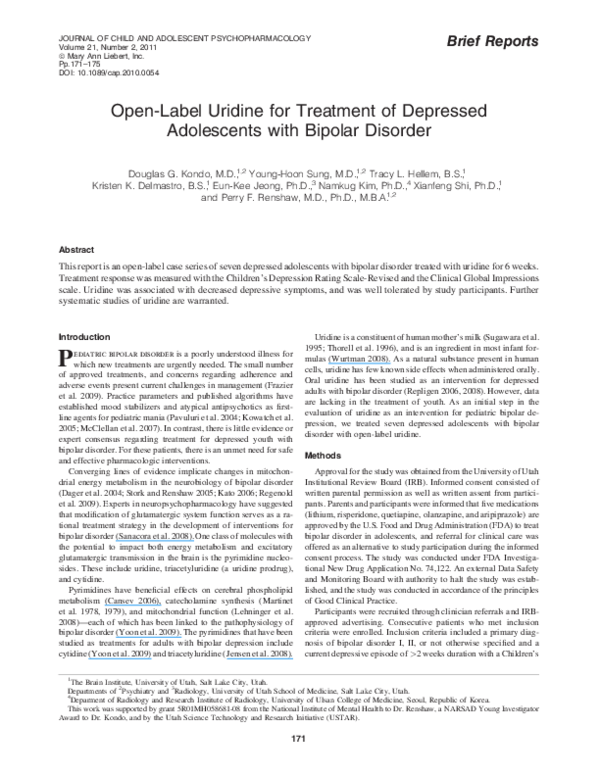 (PDF) Open-Label Uridine for Treatment of Depressed Adolescents with Bipolar Disorder