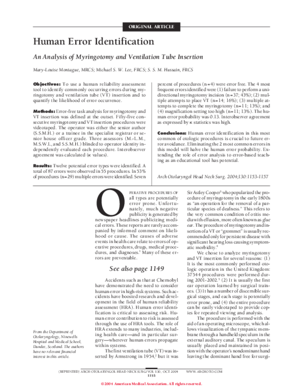 (PDF) Human Error Identification