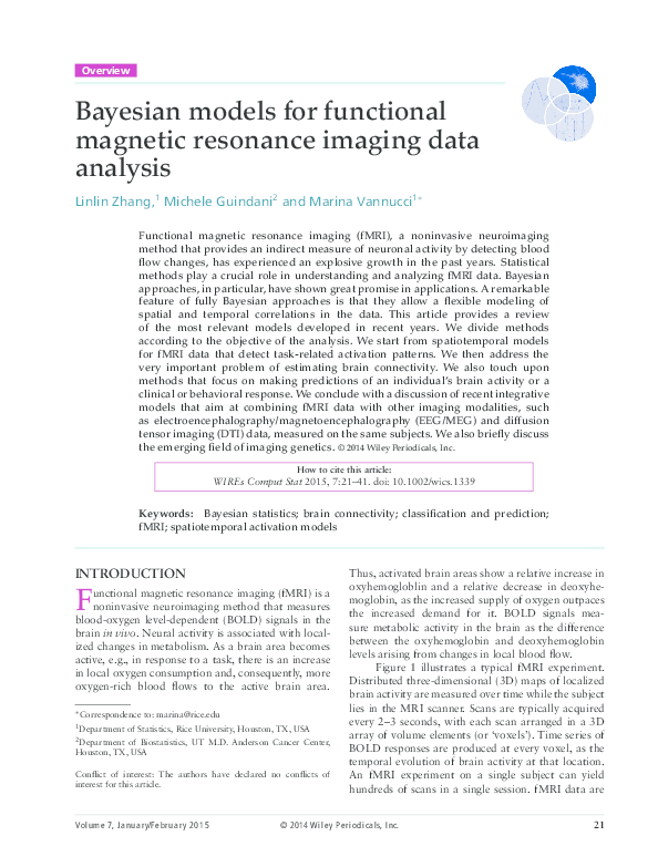 (PDF) Bayesian Models for fMRI Data Analysis