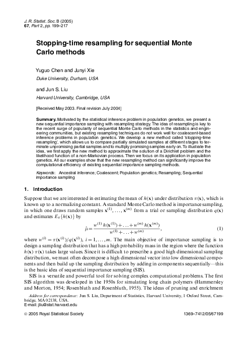 (PDF) Stopping-time resampling for sequential Monte Carlo methods