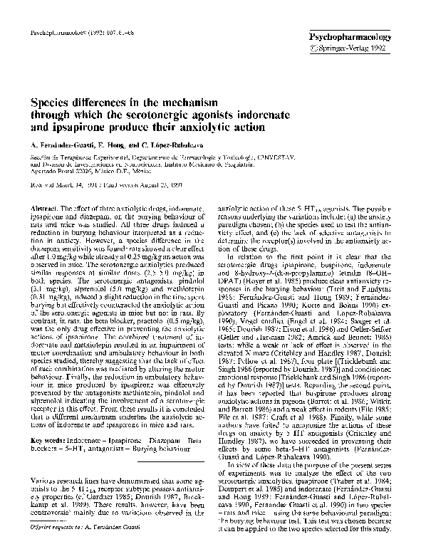(PDF) Species differences in the mechanism through which the ...