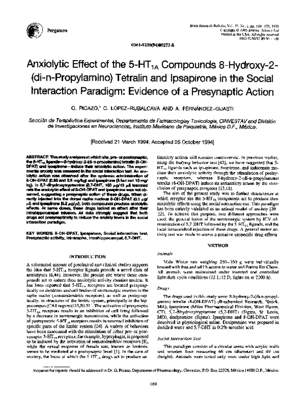 (PDF) Anxiolytic effect of the 5-HT1A compounds 8-hydroxy-2-(di-n ...