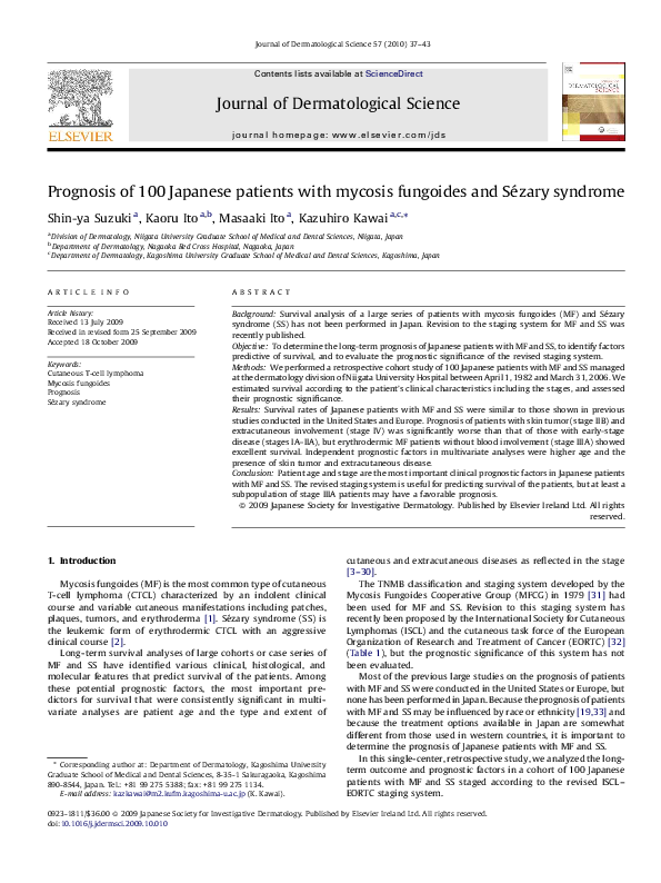 (PDF) Prognosis of 100 Japanese patients with mycosis fungoides and ...