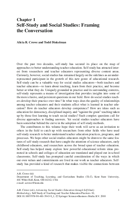 (PDF) Self-Study and Social Studies: Framing the Conversation