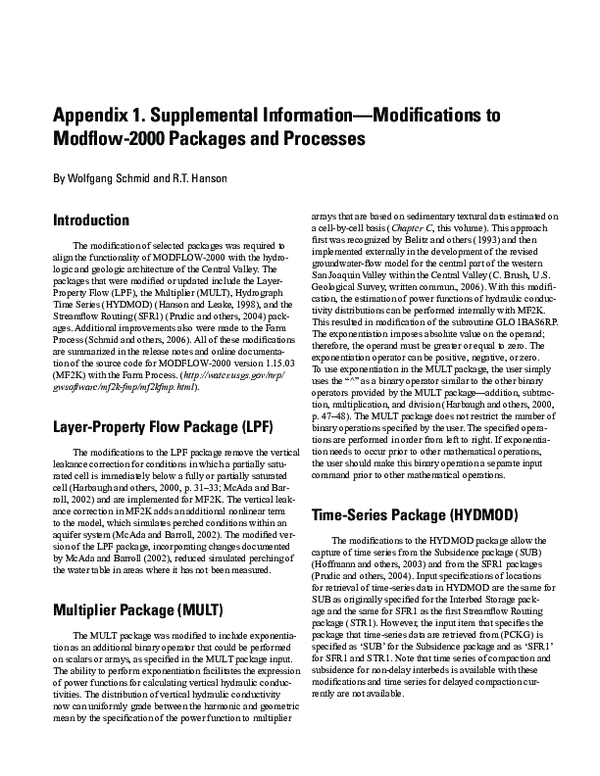 (PDF) Appendix 1, supplemental information—modifications to modflow-2000 packages and processes