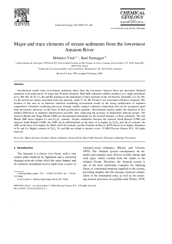 (PDF) Major and trace elements of stream sediments from the lowermost ...