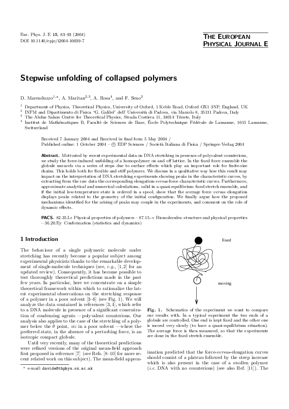 (PDF) Stepwise unfolding of collapsed polymers