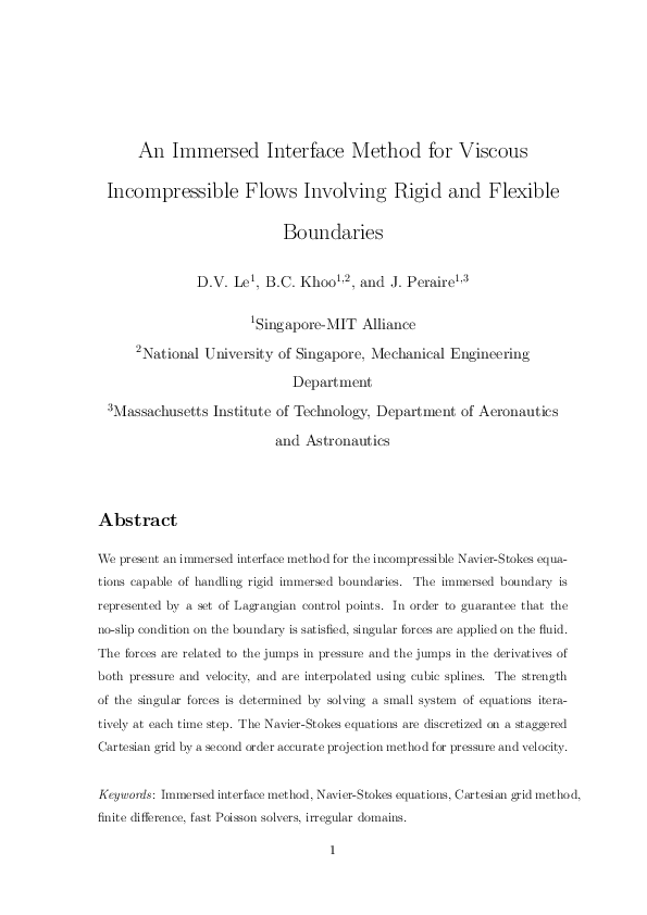 (PDF) An immersed interface method for viscous incompressible flows involving rigid and flexible ...