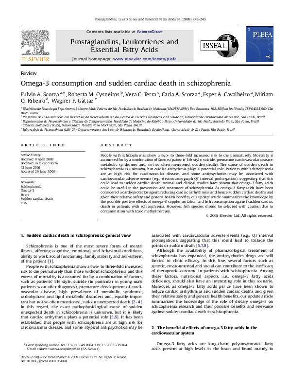 (PDF) Omega-3 consumption and sudden cardiac death in schizophrenia