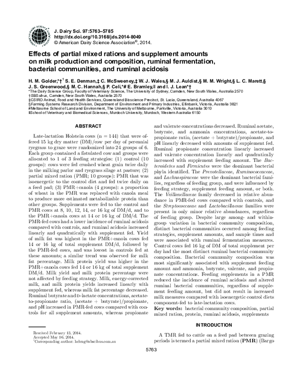(PDF) Effects of partial mixed rations and supplement amounts on milk ...