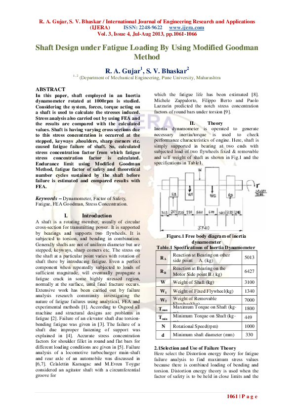 (PDF) Shaft Design under Fatigue Loading By Using Modified Goodman Method