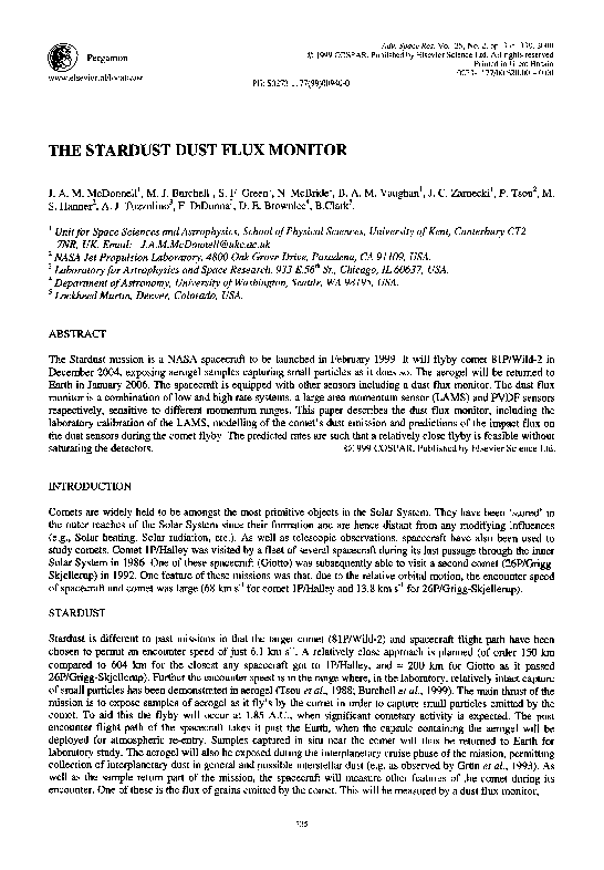 (PDF) The Stardust dust flux monitor