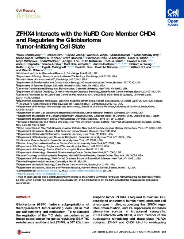 (PDF) ZFHX4 Interacts with the NuRD Core Member CHD4 and Regulates the ...