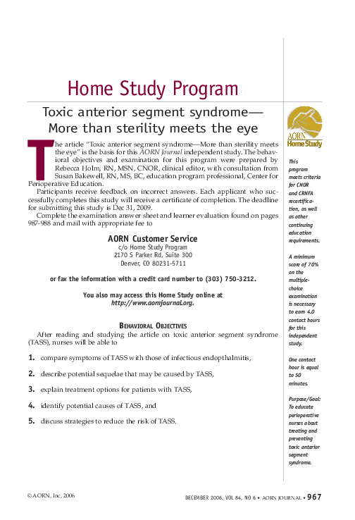 (PDF) Toxic anterior segment syndrome—More than sterility meets the eye ...