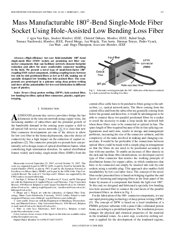 (PDF) Mass Manufacturable 180 $^{\circ}$ -Bend Single-Mode Fiber Socket ...
