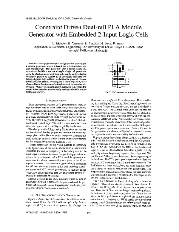 (PDF) Constraint driven dual-rail PLA module generator with embedded 2-input logic cells