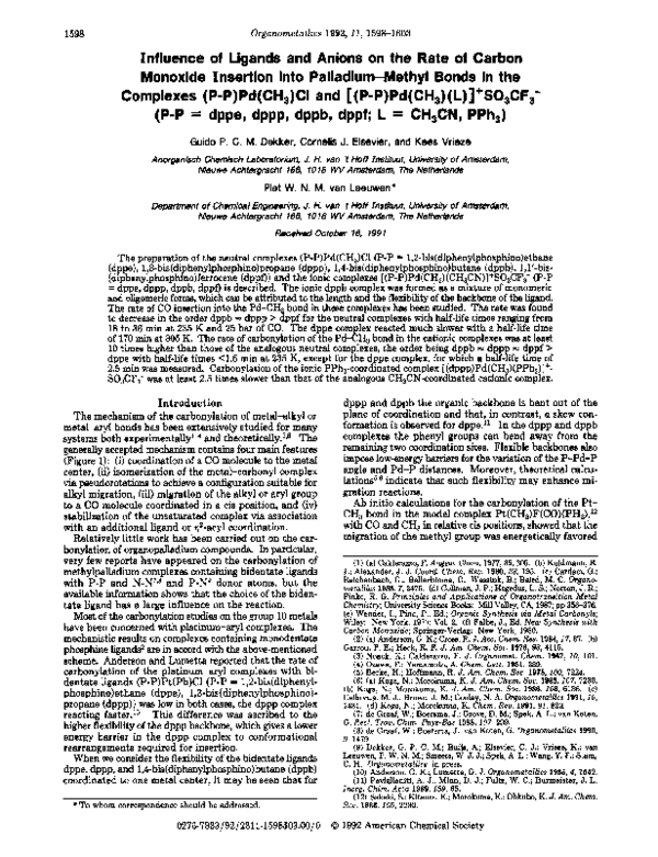 (PDF) Influence of ligands and anions on the rate of carbon monoxide ...