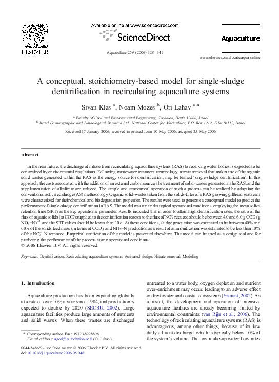 (PDF) A conceptual, stoichiometry-based model for single-sludge ...