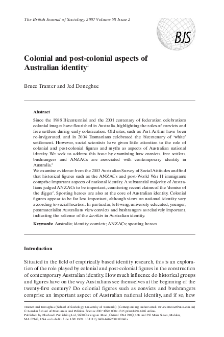 (PDF) Colonial and post-colonial aspects of Australian identity