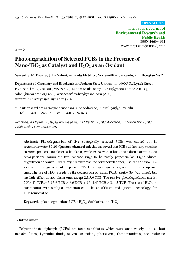 (PDF) Photodegradation of Selected PCBs in the Presence of Nano-TiO2 as ...