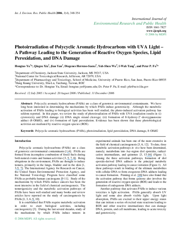 (PDF) Photoirradiation of Polycyclic Aromatic Hydrocarbons with UVA Light – A Pathway Leading to ...