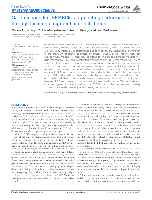 (PDF) Gaze-independent ERP-BCIs: augmenting performance through location-congruent bimodal stimuli