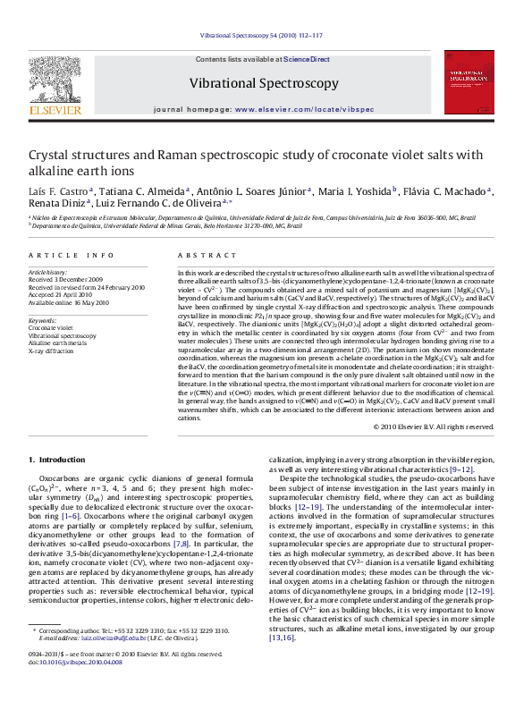 (PDF) Crystal structures and Raman spectroscopic study of croconate ...