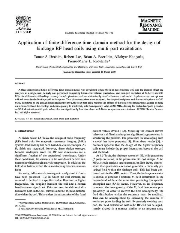 Pdf Application Of The Finite Difference Time Domain Method To Sinusoidal Steady State