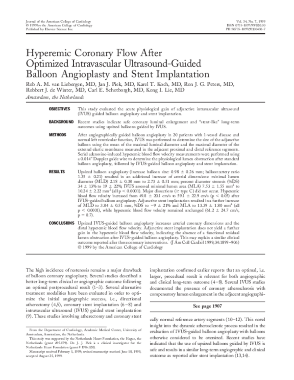 (PDF) Hyperemic coronary flow after optimized intravascular ultrasound ...