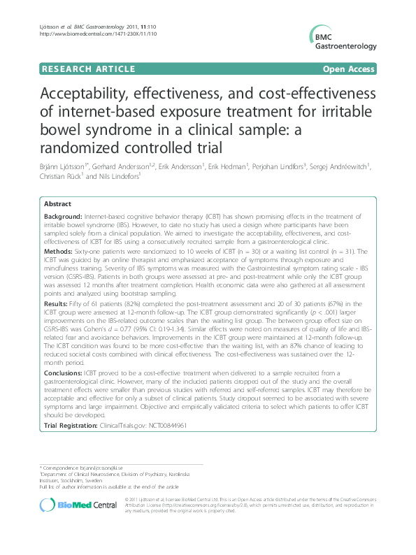 (PDF) Acceptability, effectiveness, and cost-effectiveness of internet ...