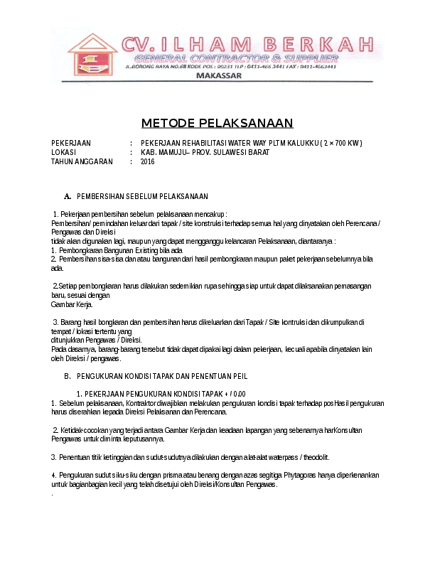 (DOC) METODE PELAKSANAAN REHABILITASI EMBUNG MERCU