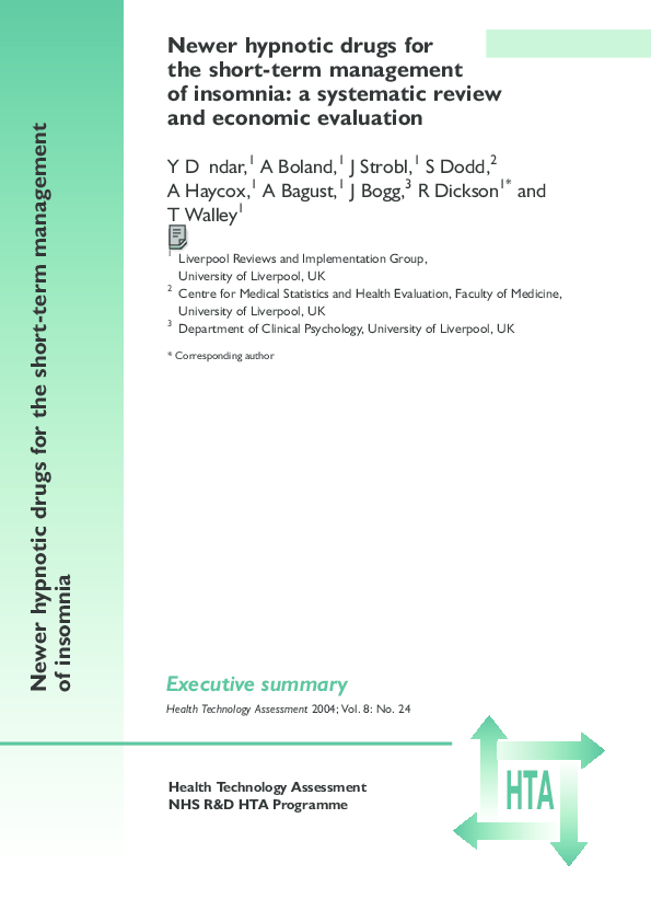 (PDF) Fewer hypnotic drugs for the short-term management of insomnia: A ...